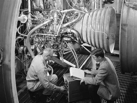 Engineers Testing An Rl 10 Engine For A Centaur Rocket At The Nasa Lewis Research Center