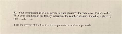 Solved 30 Your Commission Is 4500 Per Stock Trade Plus