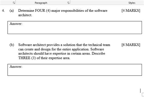Solved B Software Architect Provides A Solution That The
