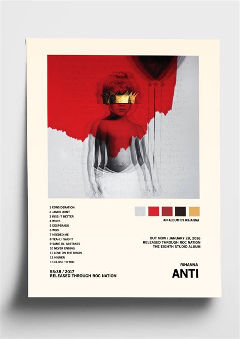 Rihanna Anti Album Art Tracklist Poster The Indie Planet