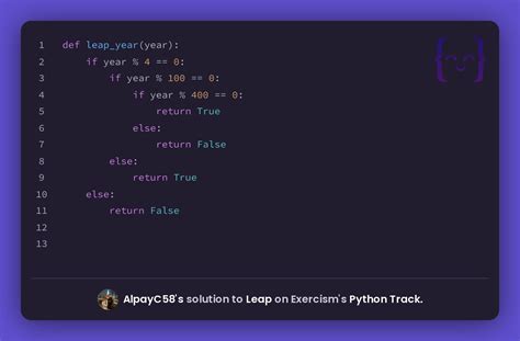 Alpayc58s Solution For Leap In Python On Exercism