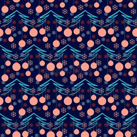 Christmas Seamless Wallpaper Christmas Toys Fir Trees And Snowflakes