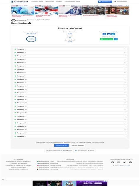 Resultados Test Examen Examen Test Online Cibertest Pdf