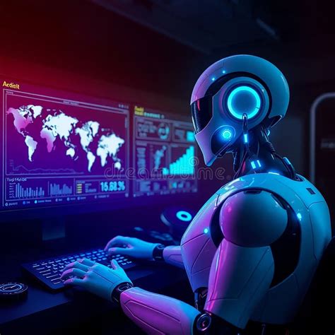 Ai Powered Robots In Cyber Operations Stock Illustration Illustration Of Global Integration