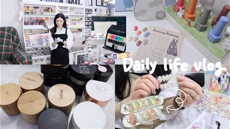 Sub Vlog 네일샵 브이로그 사용했던 클리어젤 소개 계묘년 1월달 아트만들기 바니바니 젬스톤 마지막 크리스마스네일 시술 신상 언박싱 네일샵 일상