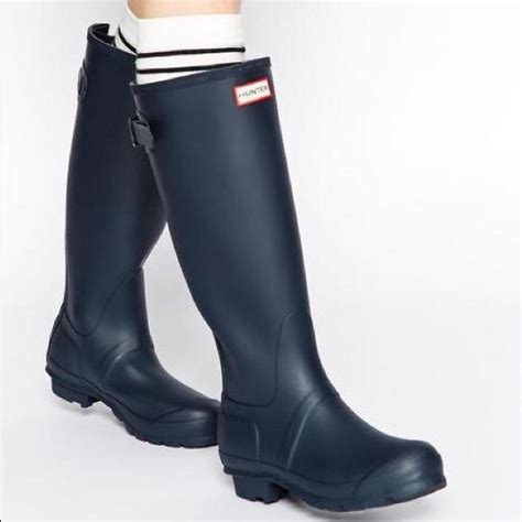 Navy Hunter Rain Boots Hunterboots Rainboots Depop