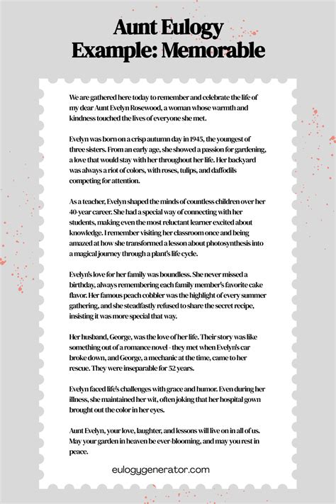 20 Heartfelt Aunt Eulogy Examples Artofit