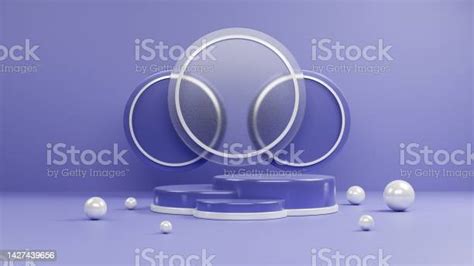 3d 렌더링 플랫폼 디스플레이 스탠드 연단 모형 또는 받침대와 제품 쇼케이스 및 프리젠 테이션을위한 매우 페리 컬러 배경 0명에