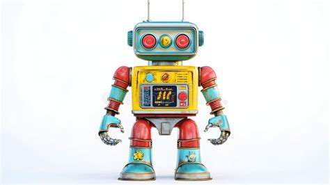 Vintage Tinplate Robot Design For Retro Collectible Concepts And Decor
