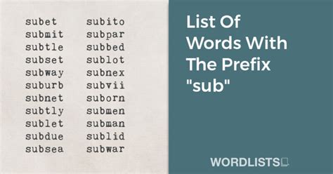 List Of Words With The Prefix Sub