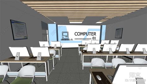 现代学校电脑教室su模型下载【id1135455709】知末su模型网