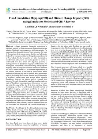Flood Inundation Mapping FIM And Climate Change Impacts CCI Using Simulation Models And GIS A