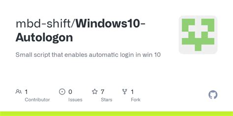 GitHub Mbd Shift Windows Autologon Small Script That Enables Automatic Login In Win