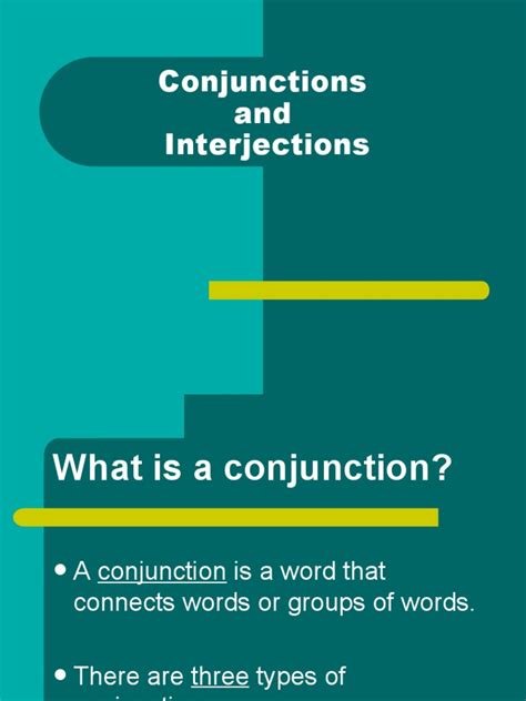 Conjunctions Interjections Pdf Semantic Units Linguistics