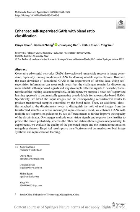 Enhanced Self Supervised Gans With Blend Ratio Classification