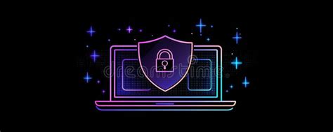 Modern Illustration Of Cybersecurity With Laptop And Secure Padlock