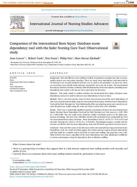 Pdf Comparison Of The International Burn Injury Database Nurse Pdf Comparison Of The International Burn Injury Database Nurse