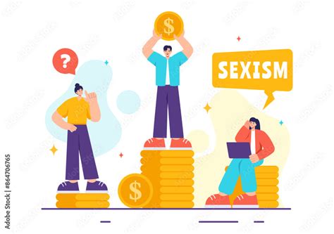 Sexism Vector Illustration Showing Gender Inequality Between Men And