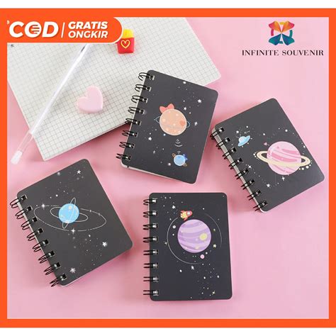 Jual Notebook Ring A7 Motif Galaxy Hitam Buku Catatan Mini Motif Universe Isi 80 Lembar Note