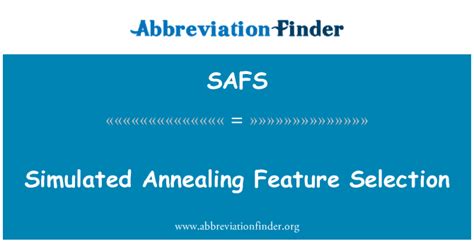 Safs 代表 模拟退火的特征选择 Simulated Annealing Feature Selection