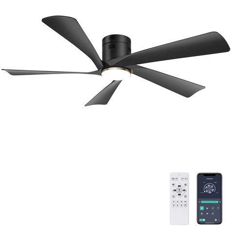 Ohniyou 52” Low Profile Ceiling Fan With Lights Remote And App Control Modern Flush Mount Indoor