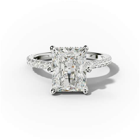 Six Prong Radiant Diamond Engagement Ring With Hidden Halo Virabyani
