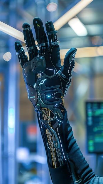 Premium Photo Cyber Security Gloves Biometric Implants