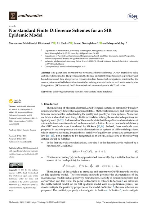 Pdf Nonstandard Finite Difference Schemes For An Sir Epidemic Model