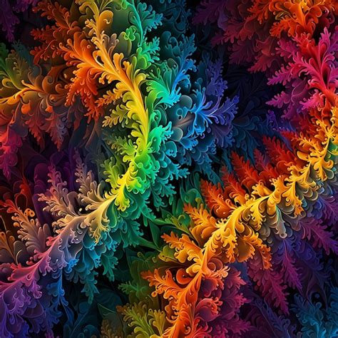 Vivid Fractal Patterns Glowing With Radiant Rainbow Hues In A Mesmerizing And Dynamic Visual