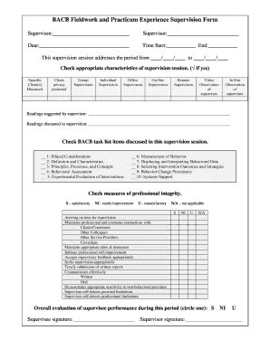 Printable Bacb Experience Supervision Form Fill Online Printable Fillable Blank PDFfiller