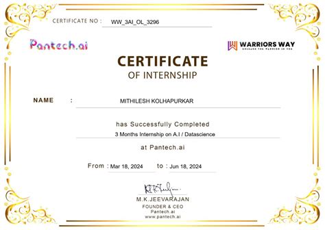 Finished My Internship At Pantechai Mithilesh Yogesh Kolhapurkar