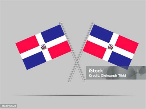 도미니카 공화국 국기 지구 지구 지구와 두 깃대에 블루 오션과 녹색 아메리카 아프리카와 아시아 대륙 원래 색상과 비율 벡터 일러스트레이션 국가 세트 국가 관광명소에 대한