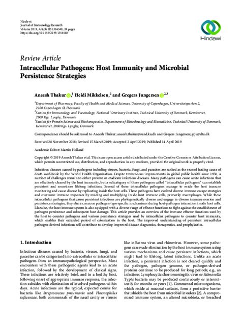 Pdf Intracellular Pathogens Host Immunity And Microbial Persistence