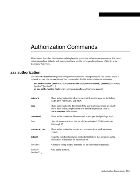 Authorization Commands