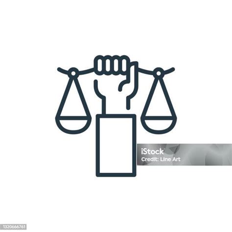 법과 정의 개념에서 정의 아이콘 벡터 정의 편집 스트로크의 얇은 라인 그림 웹 및 모바일 앱 로고 인쇄 미디어에 사용하기 위한 정의 선형 사인 교도소에 대한 스톡 벡터 아트
