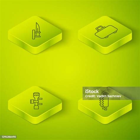 설정 등대 선 무기 케이스 스나이퍼 광학 광경 함정 사냥과 Bayonet 소총 아이콘 벡터 3차원 형태에 대한 스톡 벡터 아트 및 기타 이미지 Istock