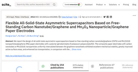 Citation Report Flexible All Solid State Asymmetric Supercapacitors