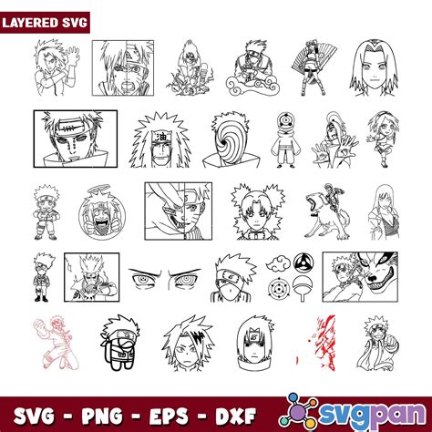 Naruto Character Bundle Layered Svg Files Collection Svgpan