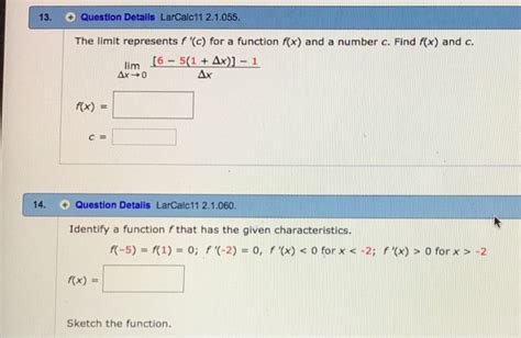 solved the limit represents f c for a function f x and a