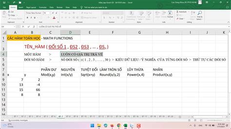 Excel 03 CÁch SỬ DỤng HÀm VÀ CÁc HÀm ToÁn HỌc CƠ BẢn Youtube