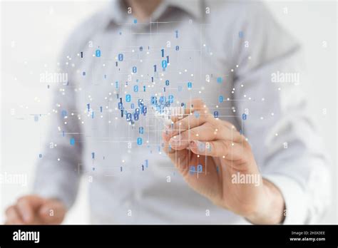 Closeup Of 3D Rendering Of Cybersecurity With Binary Codes Floating On