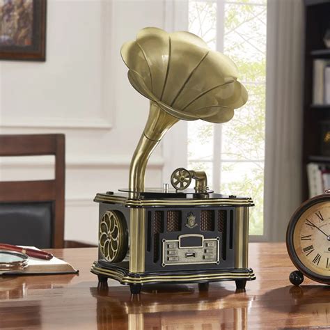 Luxury Wireless Bt Speaker Phonograph Stereo Wood Classic Retro Radio