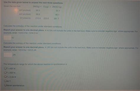 Solved Use The Data Given Below To Answer The Next Three