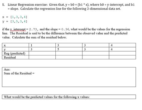 Solved 5 Linear Regression Exercise Given That