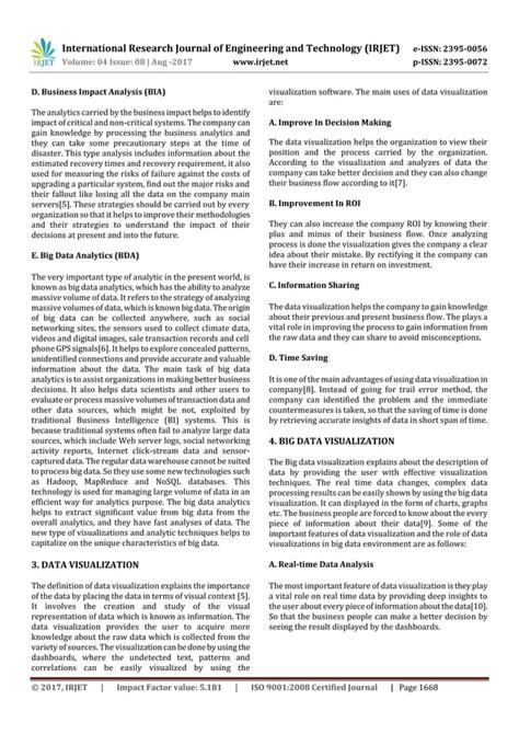 Data Visualization Tools And Techniques For Datasets In Big Data Pdf