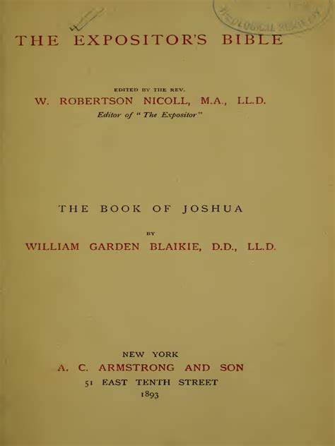 William Garden Blaikie The Expositors Bible Joshua Pdf Moses