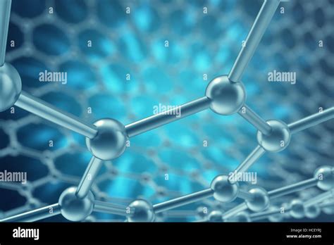 Rendering Nanotechnology Hexagonal Geometric Form Close Up Concept Graphene Atomic Structure