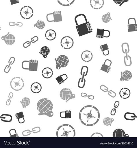 Set Safe Combination Lock Chain Link Royalty Free Vector