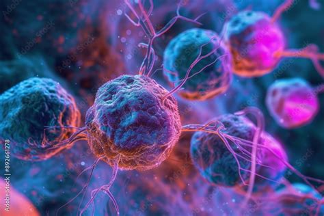 Detailed 3d Illustration Showing Malignant Cancer Cells With Visible