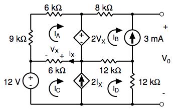 Solved Determine VX IX And V In The Circuit Shown Using Chegg Com